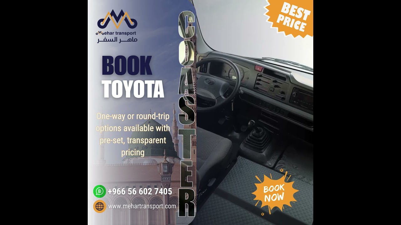 🚍 Toyota Coaster – Best Group Transportation for Hajj & Umrah in Saudi Arabia 🕋