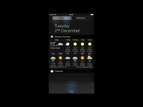 widget weather for iOS 8 with animated weather symbols on iPhone 6