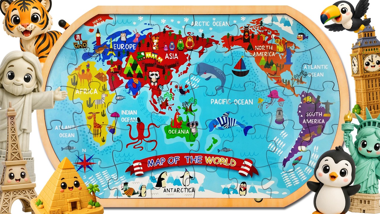 World Map Puzzle Adventure for Kids 🌍 Learn Seven Continents Easy & Fun | Geography Jigsaw Puzzle 🧩