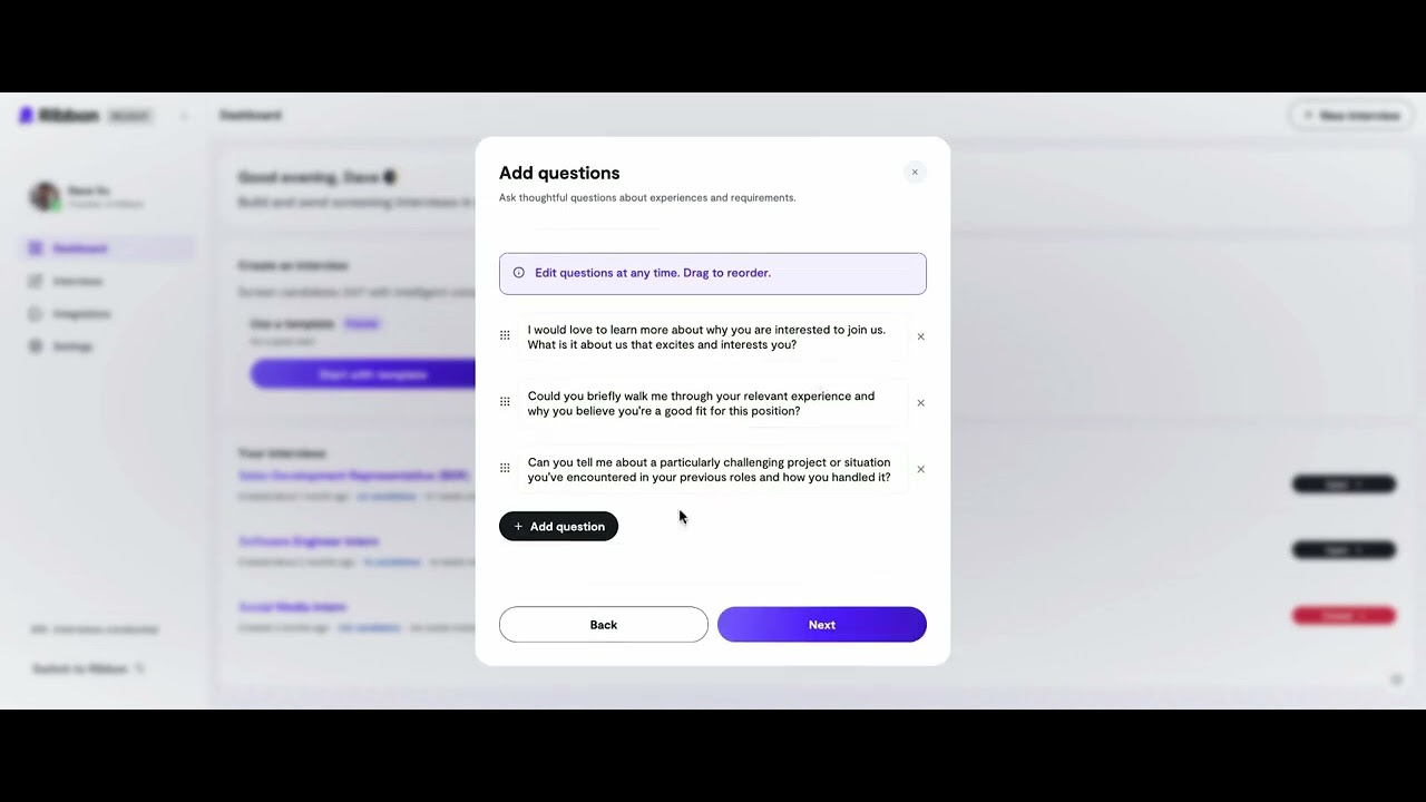 Create your first Recruit AI interview