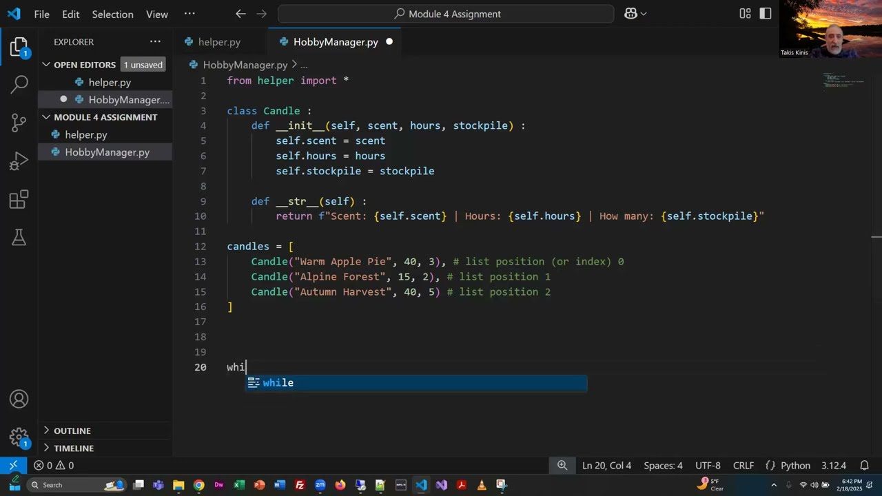 Python Programming - Module 4 Assignment - Coding a Hobby Manager - Spring 2025