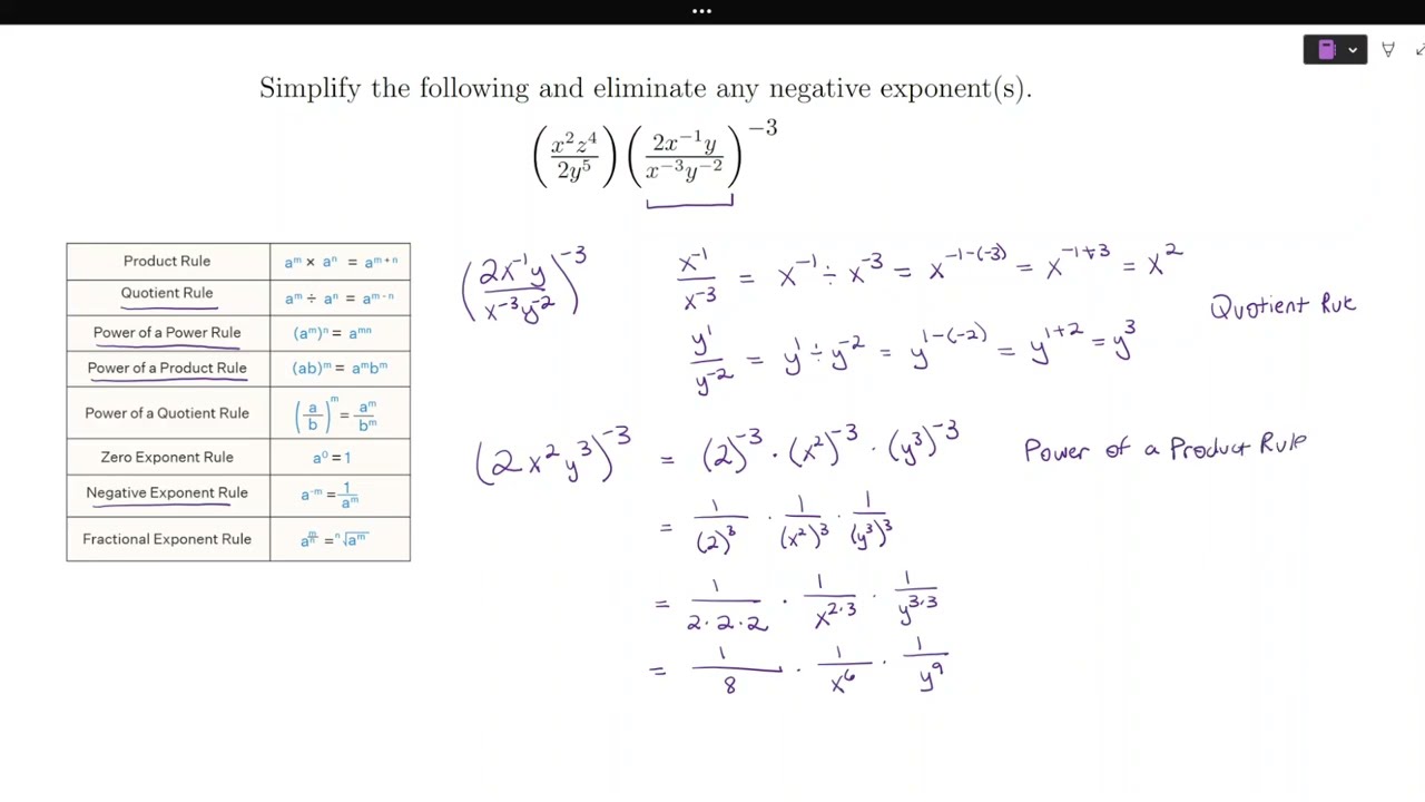 Math 112 Exponent Rules Practice