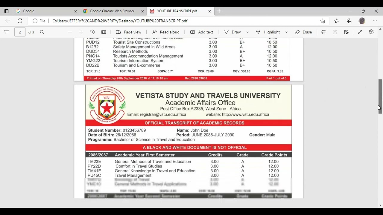 FREE MASTERS APPLICATION STANDARD TRANSCRIPT