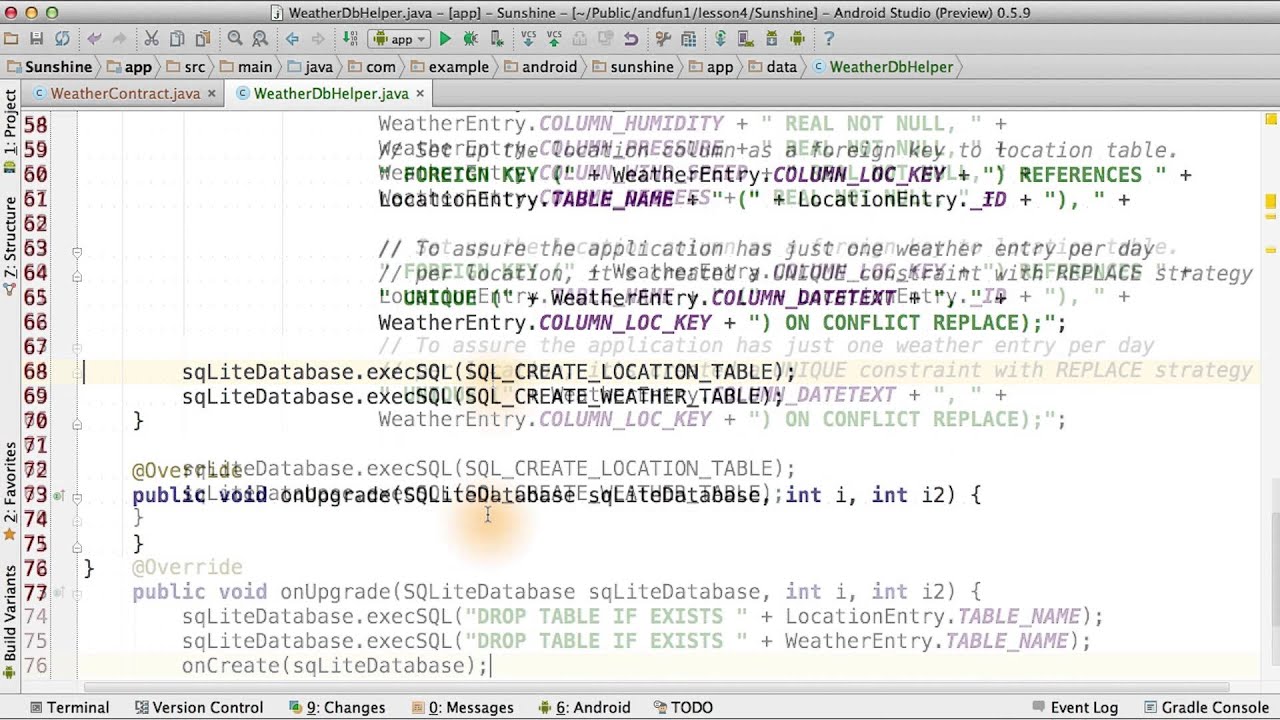 SQLiteOpenHelper onUpgrade() method - Developing Android Apps