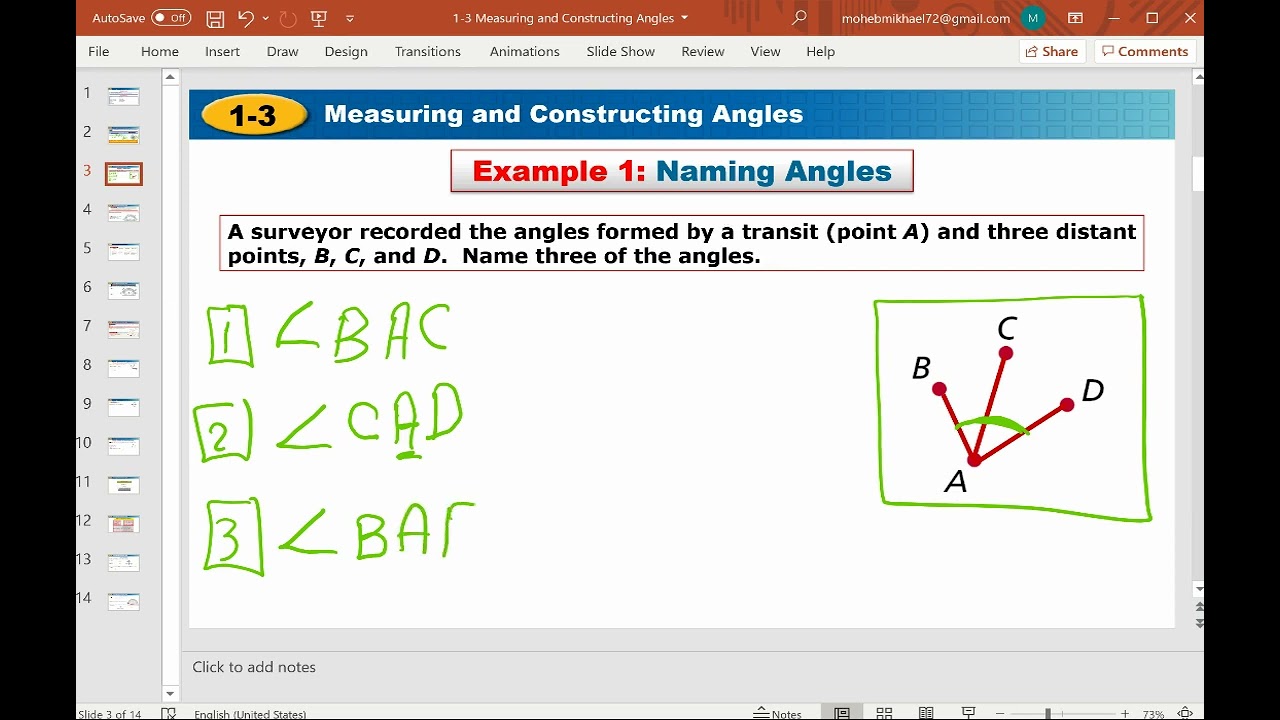 1-3 Measuring and Constructing Angles Part I