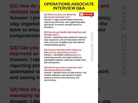 Operations Associate Interview Questions and Answers | Operations Associate Job Interview Questions