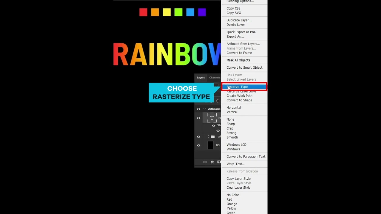 Rainbow Text Effect | Text Effect in Photoshop | Gradient | #shorts