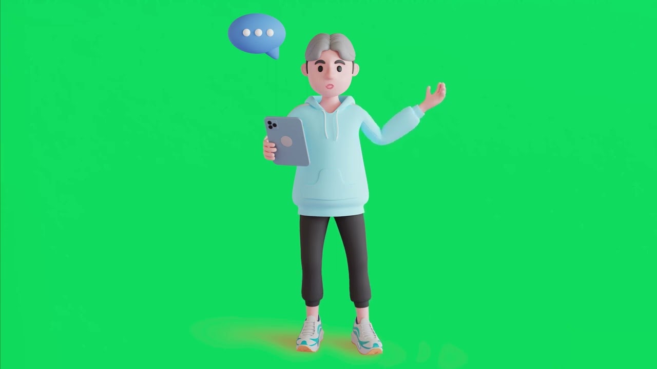 Green Screen 3d Male Character Explaining Animation | 4K | Global Kreators