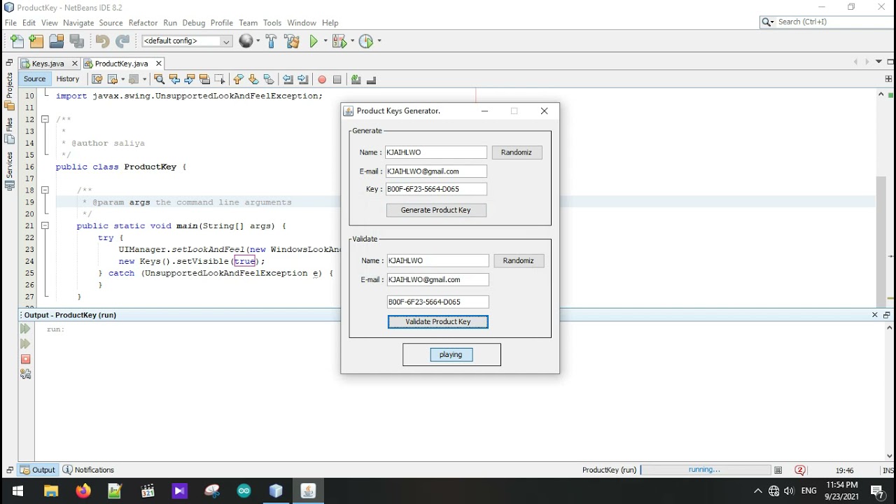 Java Product Registration Keys generator.