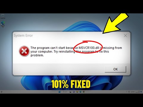 MSVCR100.dll is Missing & was not Found in Windows 11 / 10 /8 / 7 - How To Fix msvcr100.DLL Error ✅