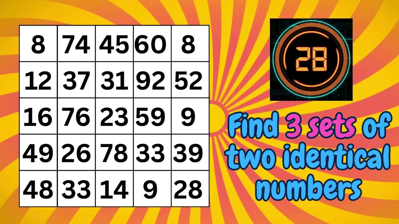 5 minutes BrainBoost Challenge - Find Identical Numbers [EASY]  #quiz #brainteasers #health