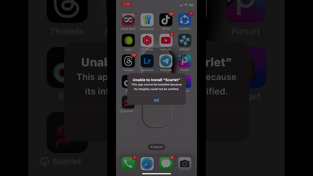 Scarlet Integrity could not be verified 😔??????? #ios #sideloading