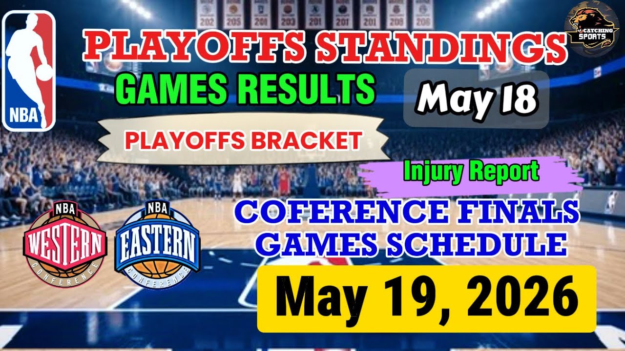 NBA GAMES SCHEDULE May 19, 2026 | NBA STANDINGS PLAYOFFS May 18 | NBA PLAYOFFS BRACKET 2026