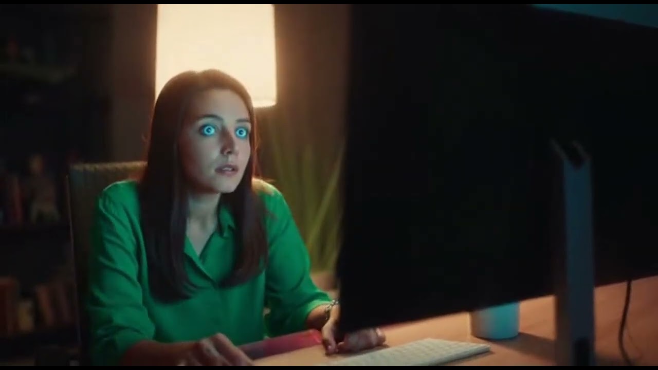 Brunette Woman Hypnotized by Computer