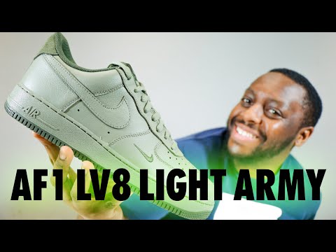 Nike Air Force 1 LV8 Light Army Cargo Khaki On Foot Review QuickSchopes 797 Schopes HM9483 300
