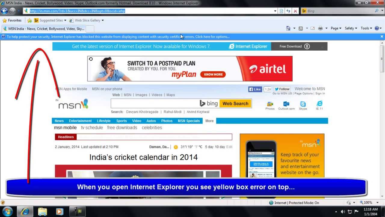 How to Remove Internet Explorer Security Error Message