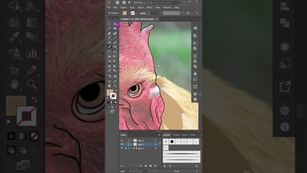 Rooster Chicken Vector Art Portrait Illustrator