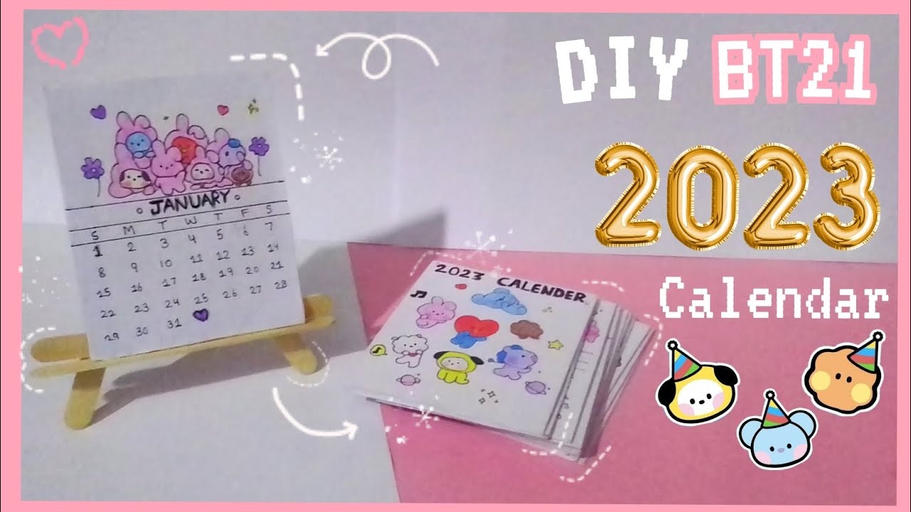 Diy BT21 2023 desk calendar at home💜✨