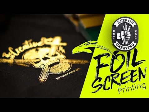 Foil Screen Printing using Plastisol Ink onto T Shirts