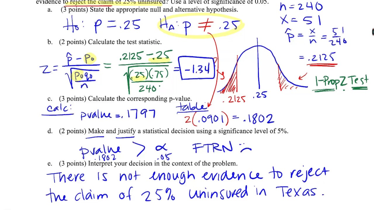 Exam 3 Review - Hypothesis Testing (Part 1)