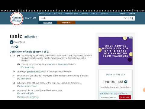 Merriam Webster male and female gender identity