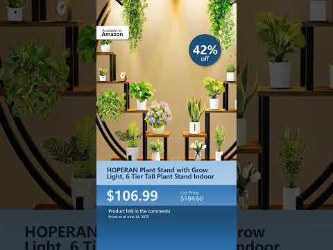 HOPERAN Plant Stand with Grow Light, 6 Tier Tall Plant Stand Indoor