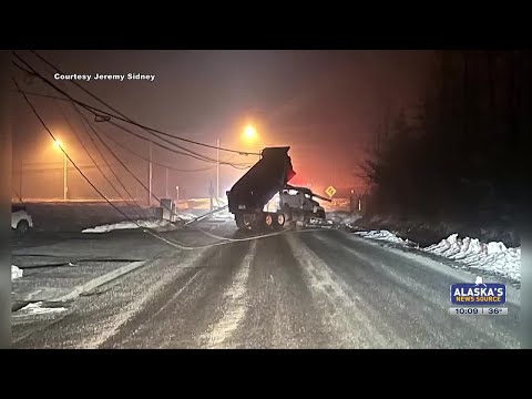Dump truck that crashed into power lines in Juneau could be heard a block away