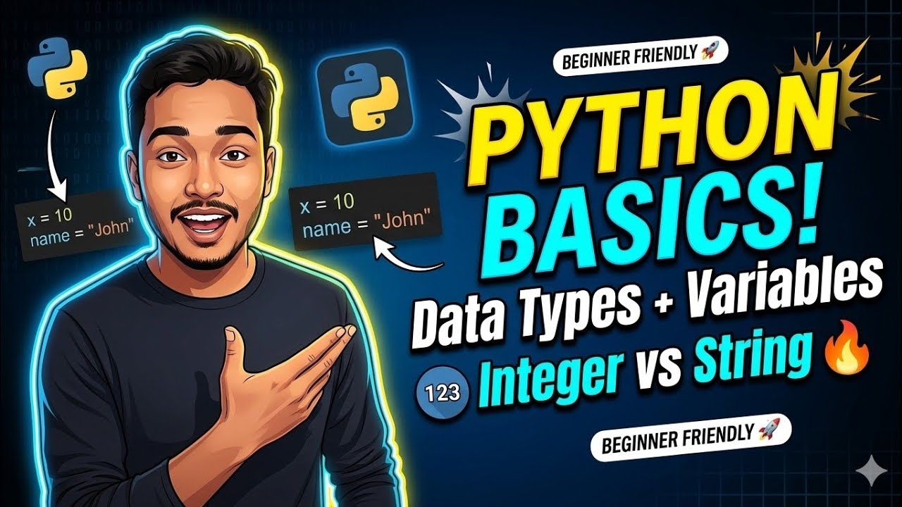 Python basics for beginners 🔥 | data type ,variable, integer ,string |