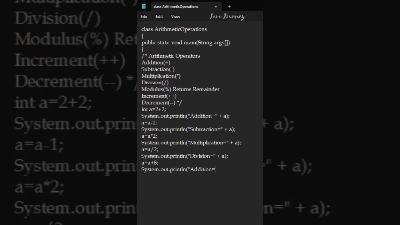 Arithmetic Operations|Program to demonstrate Arithmetic Operators in Java|#java #arithmeticoperators