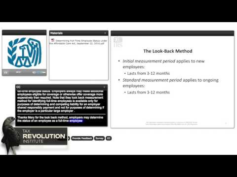 IRS Webinar: Determining Full-Time Employee Status under the Affordable Care Act