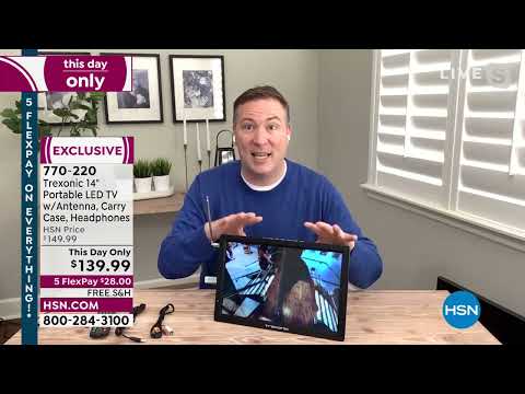 Trexonic 14" Portable LED TV with Antenna, Carry Case an...