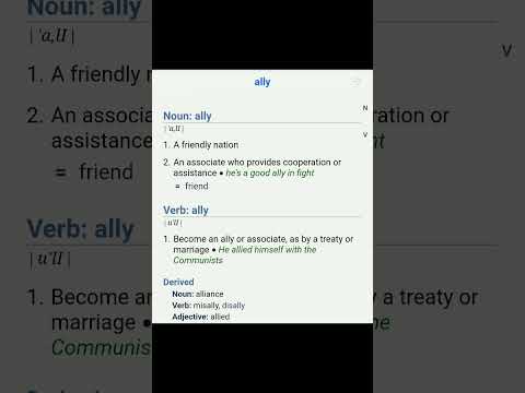 "Ally" word meaning. Improve your vocabulary.