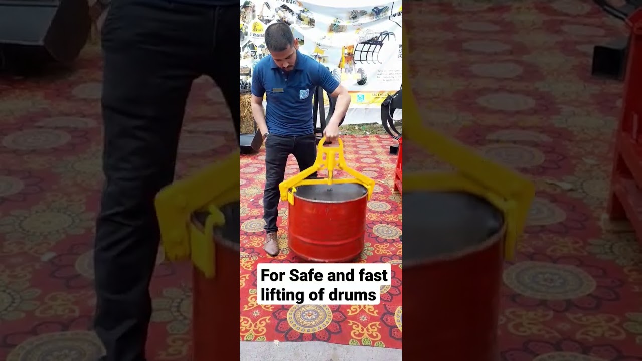 Drum lifter DL200 with auto clamp & release mechanism for steel and plastic drum handling #oilbarrel