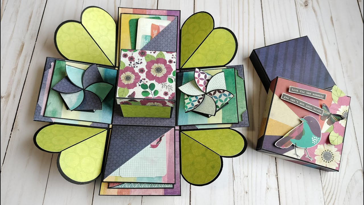 Exploding box/ Caja explosiva. Archivo de corte Silhouette y plantillas PDF gratis!!