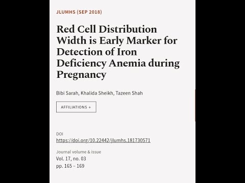 Red Cell Distribution Width is Early Marker for Detection of Iron Deficiency Anemia d... | RTCL.TV