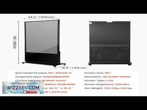 65" Digital Signage Display Touchscreen 4K UHD LCD Screen Floor Standing Kiosk Review