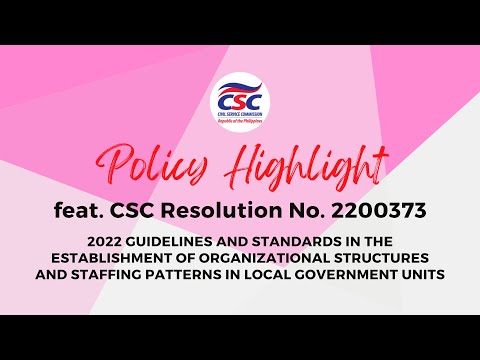 Policy on LGU Organizational Structures and Staffing Patterns (CSC Resolution No. 2200373)