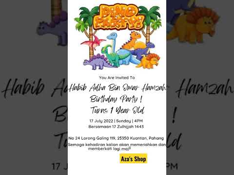 Video Kad Jemputan Birthday Party Dinosours