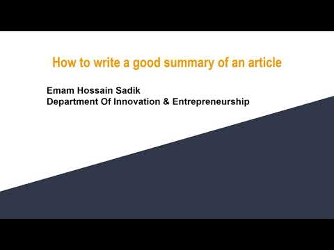 How to write a good summary of an article