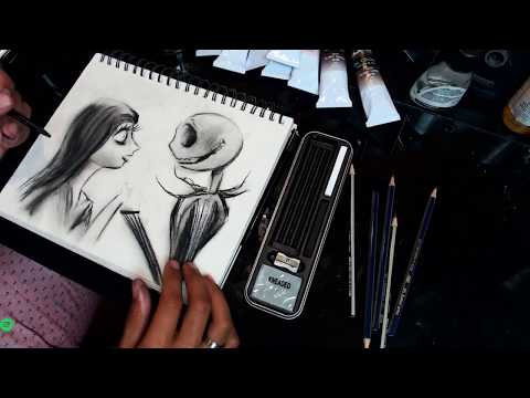 Jack and Sally Charcoal drawing | Art Stream