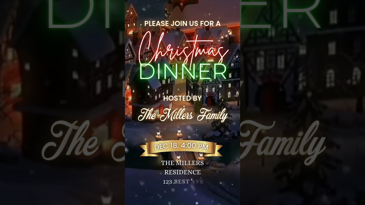 Christmas Dinner Animated Invitation | Editable Canva Template