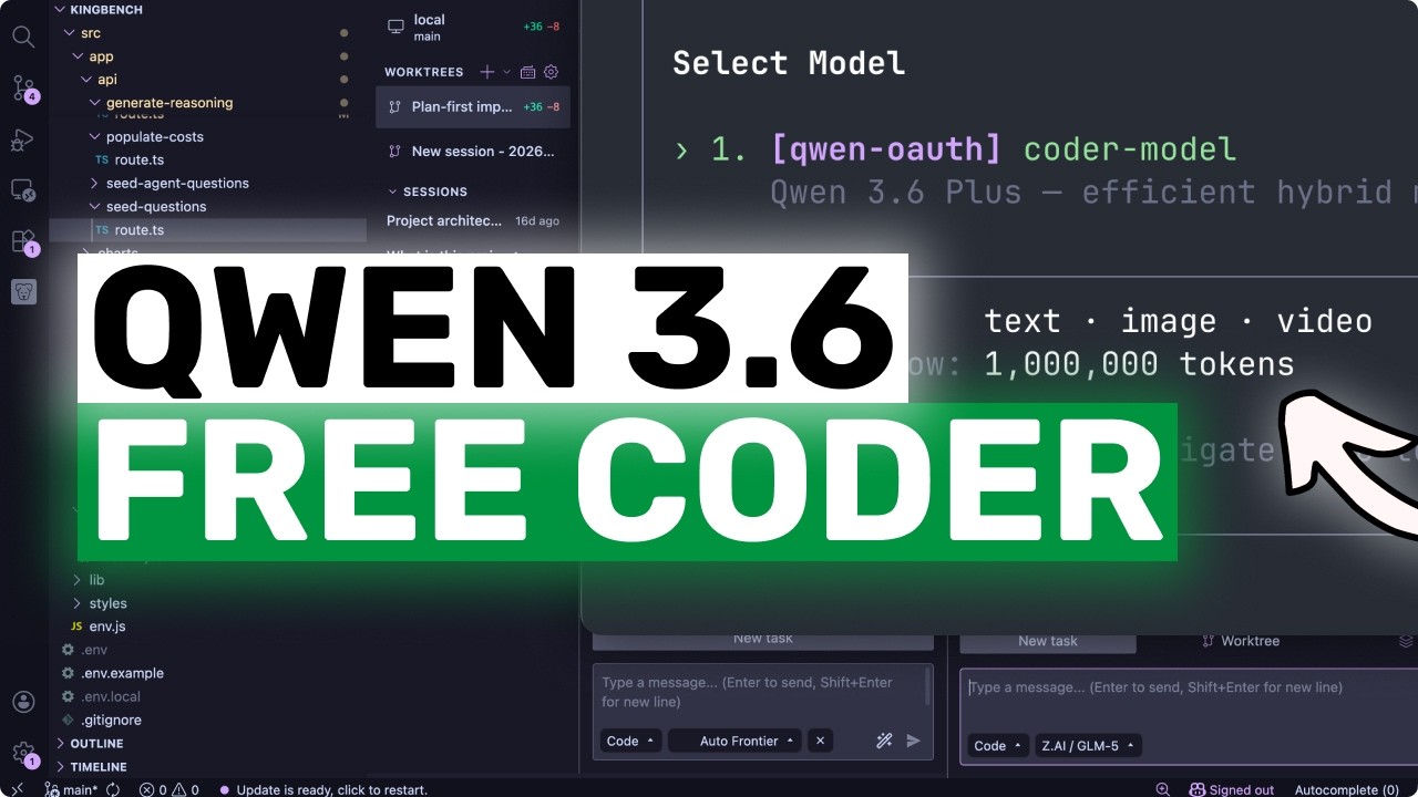 Fully FREE Qwen 3.6 Plus + Qwen Code: This FREE AI Coder is ACTUALLY GOOD!
