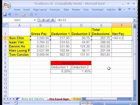 Excel Basics #3: Formulas w Cell References