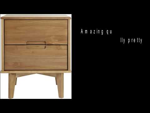 Walker Edison Mid Century Modern Grooved Handle Wood Nightstand Side Table Bedroom Storage Drawer
