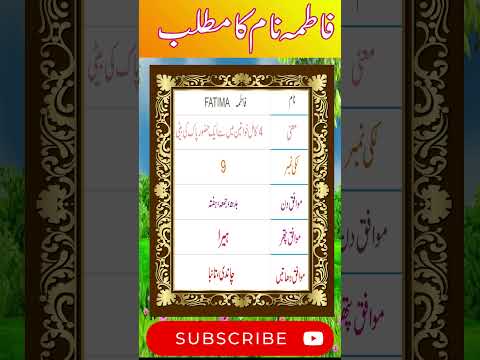 Fatima name meaning #youtubeshorts #shorts #bibifatimazahra