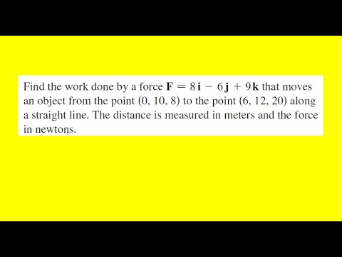 Find the work done by a force f 8i-6j+9k