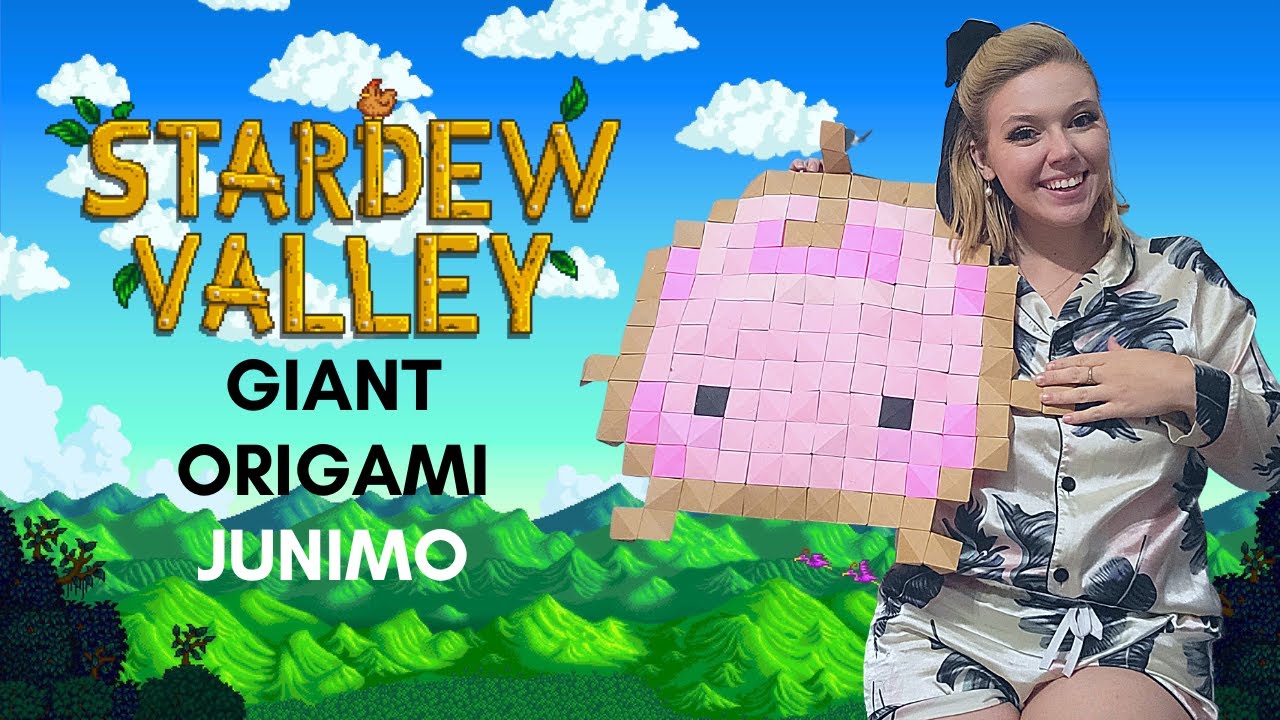 Origami Pixel Art the LAZY Way | Giant Pink Junimo from Stardew Valley