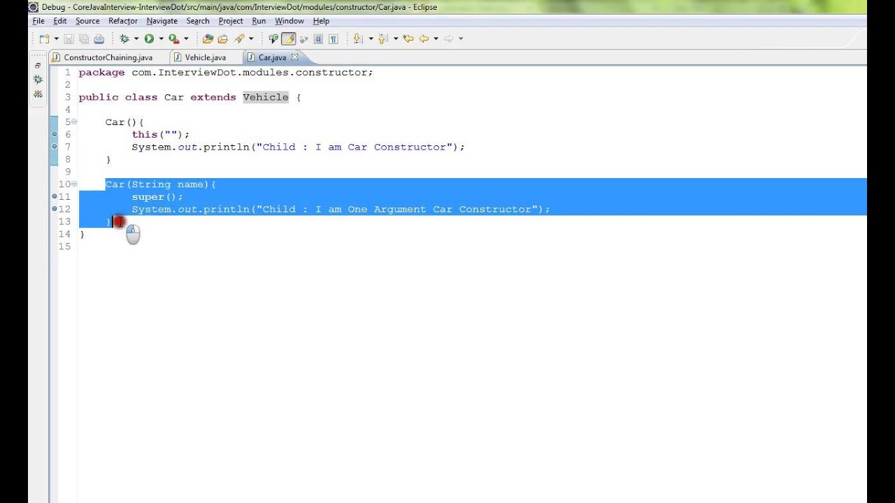 CONSTRUCTOR CHAINING JAVA EXAMPLE DEMO