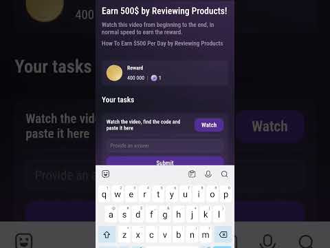 tap swap code of earn 500 dollars by Rewening products video code