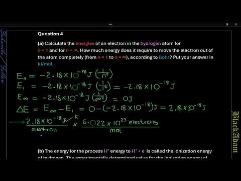 using Bohr's model to calculate energies of electron in the hydrogen atom for n = 1 and n = infinity